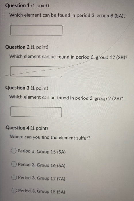 Solved Question 1 (1 point) Which element can be found in | Chegg.com