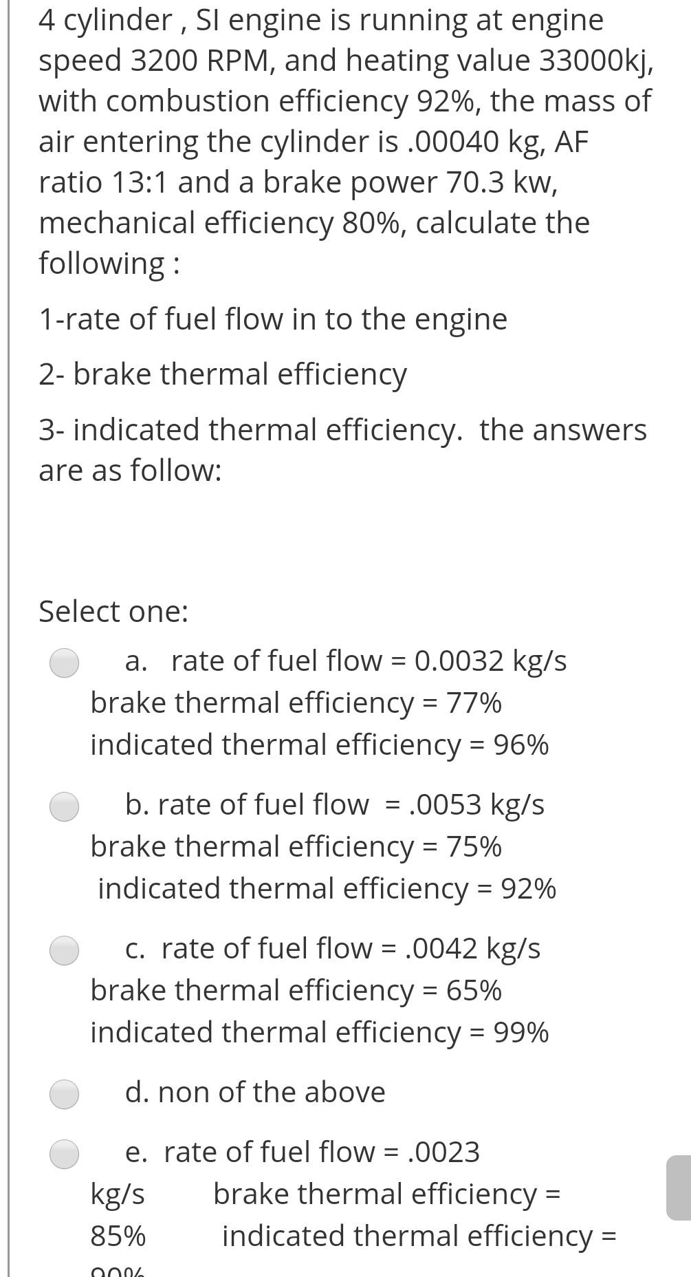 Solved 4 cylinder , SI engine is running at engine speed | Chegg.com