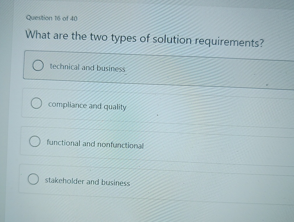 Solved Question 16 ﻿of 40What are the two types of solution | Chegg.com