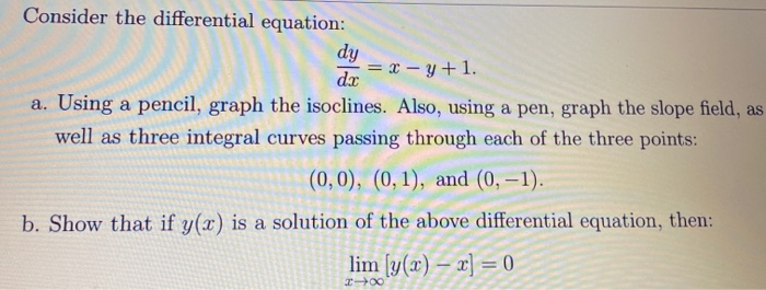 Solved Consider the differential equation: dy dx = x - y +1. | Chegg.com