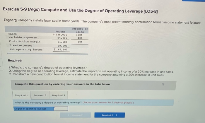 Solved Exercise 5-9 (Algo) Compute and Use the Degree of | Chegg.com