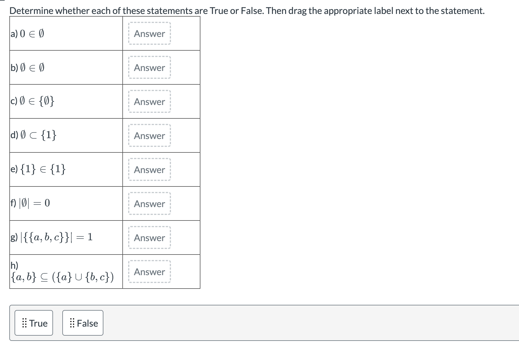 Solved Determine whether each of these statements are True | Chegg.com