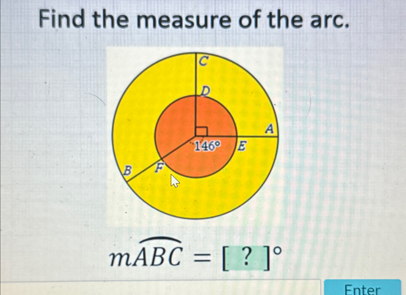 Solved Find the measure of the arc.mABC⏜=[?]° | Chegg.com