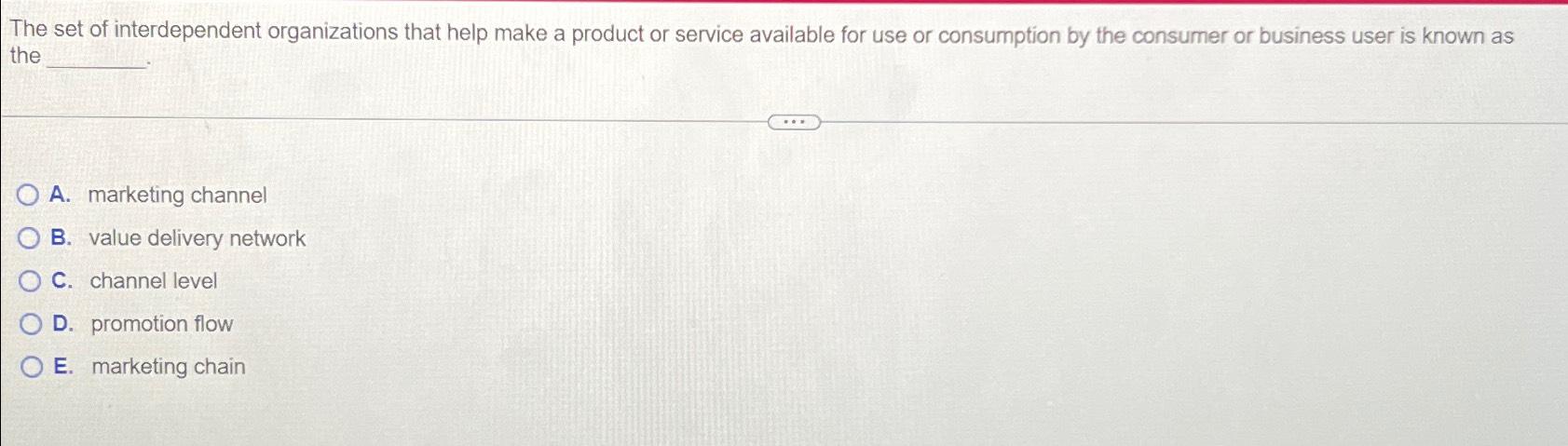 Solved The set of interdependent organizations that help | Chegg.com