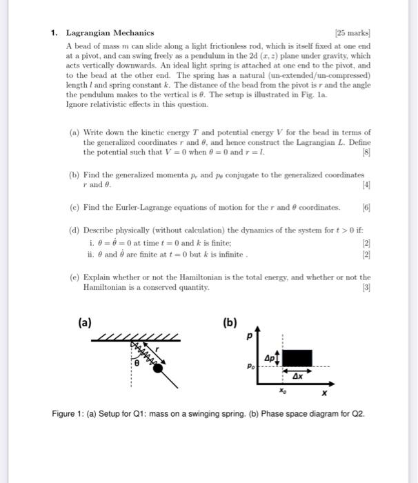 Solved 1. Lagrangian Mechanics [25 marks] A bead of mass m | Chegg.com