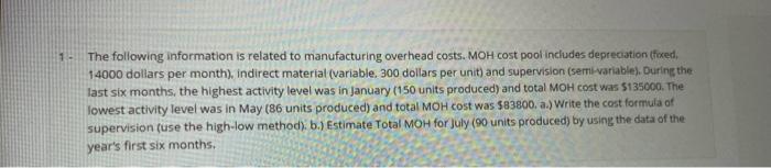 Solved The following information is related to manufacturing | Chegg.com