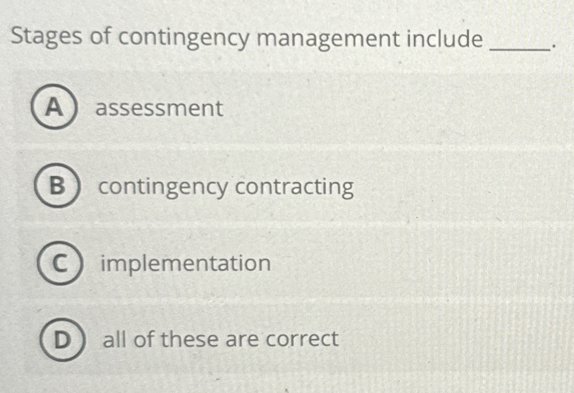 Solved Stages of contingency management | Chegg.com