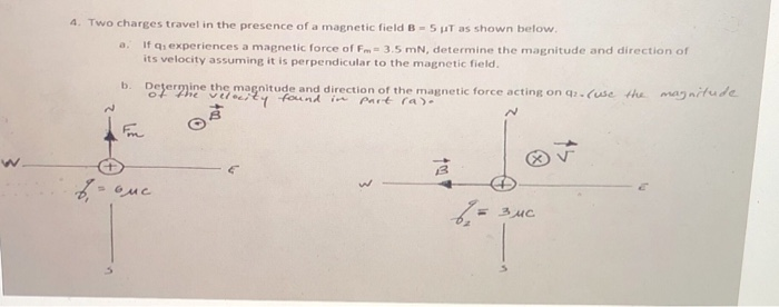 Solved 4. Two charges travel in the presence of a magnetic | Chegg.com