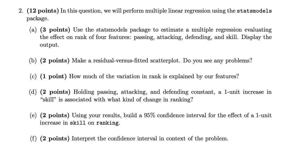 Solved (12 ﻿points) ﻿In this question, we will perform | Chegg.com
