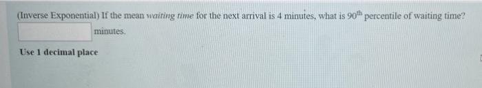 Solved (Inverse Exponential) If the mean waiting time for | Chegg.com