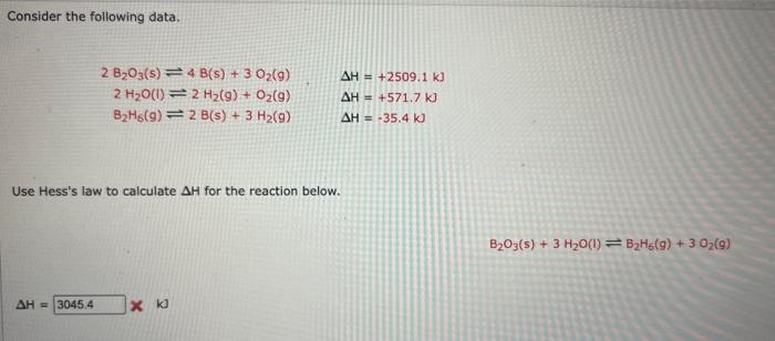 Solved Consider the following data. 2 B2O3( s)⇌4 B( s)+3O2( | Chegg.com
