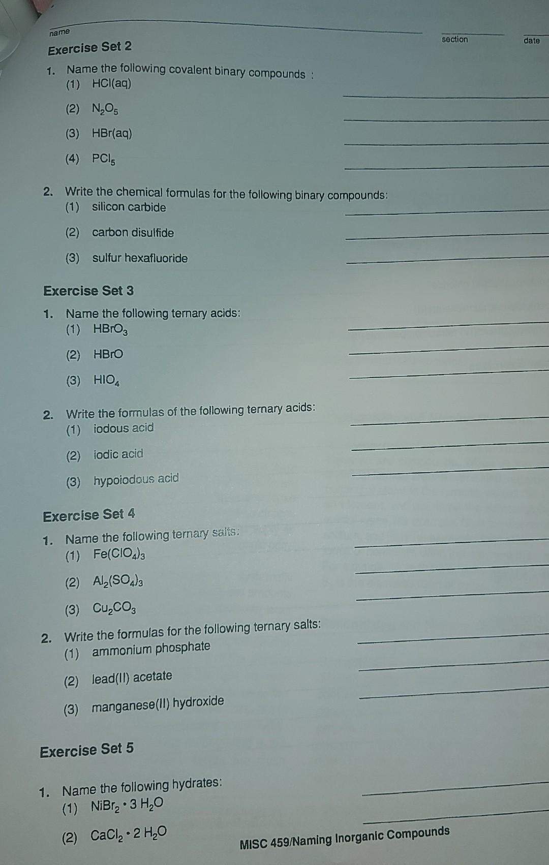 Solved 1. Name the following covalent binary compounds : (1) | Chegg.com
