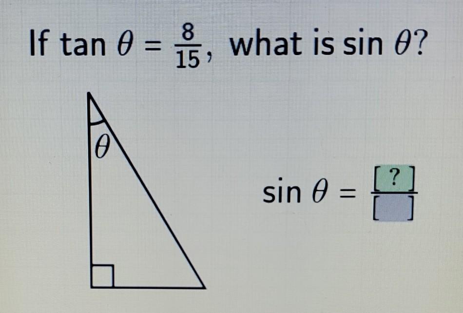Solved If tan 0 = is, what is sin 0? Ө ? sin 0 = | Chegg.com