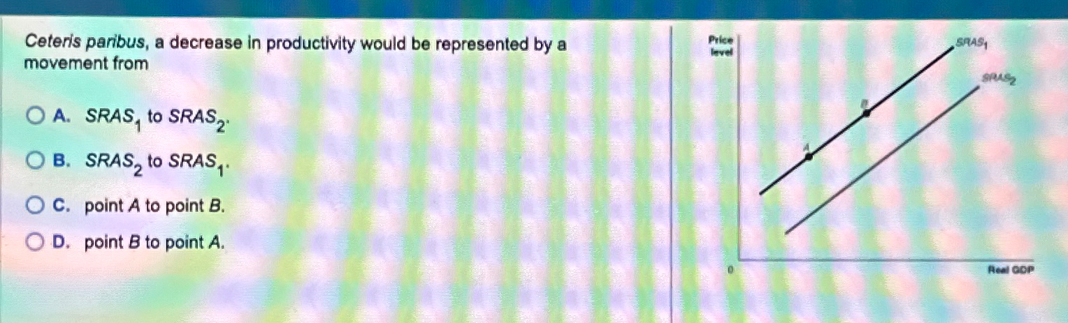 Solved Ceteris paribus, a decrease in productivity would be | Chegg.com