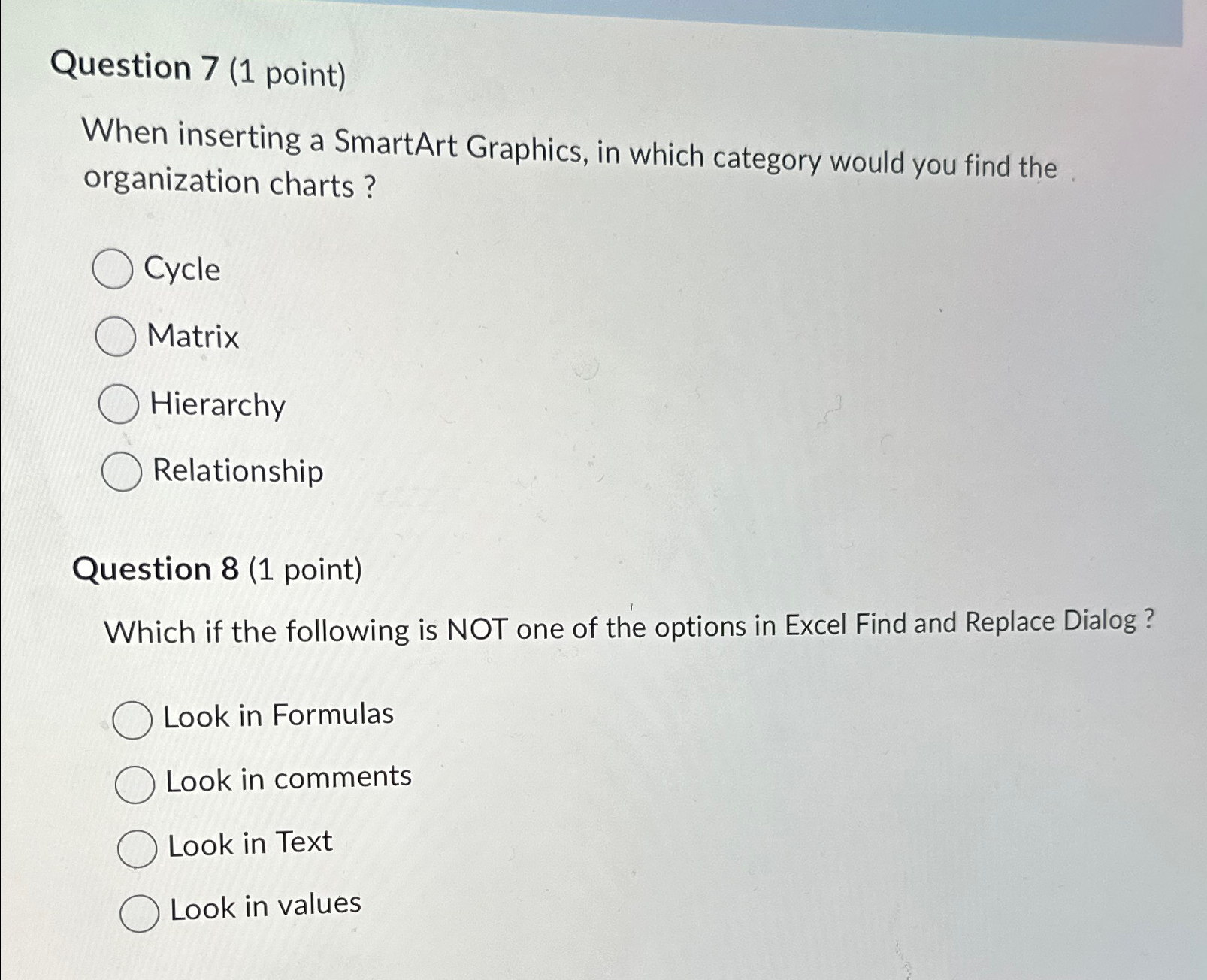 Solved pie chartQuestion 7 (1 ﻿point)When inserting a | Chegg.com