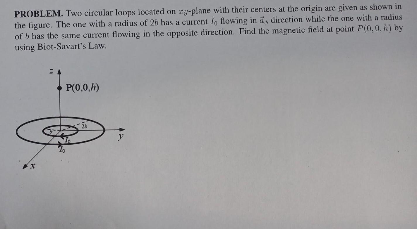 Solved PROBLEM. Two circular loops located on xy-plane with | Chegg.com