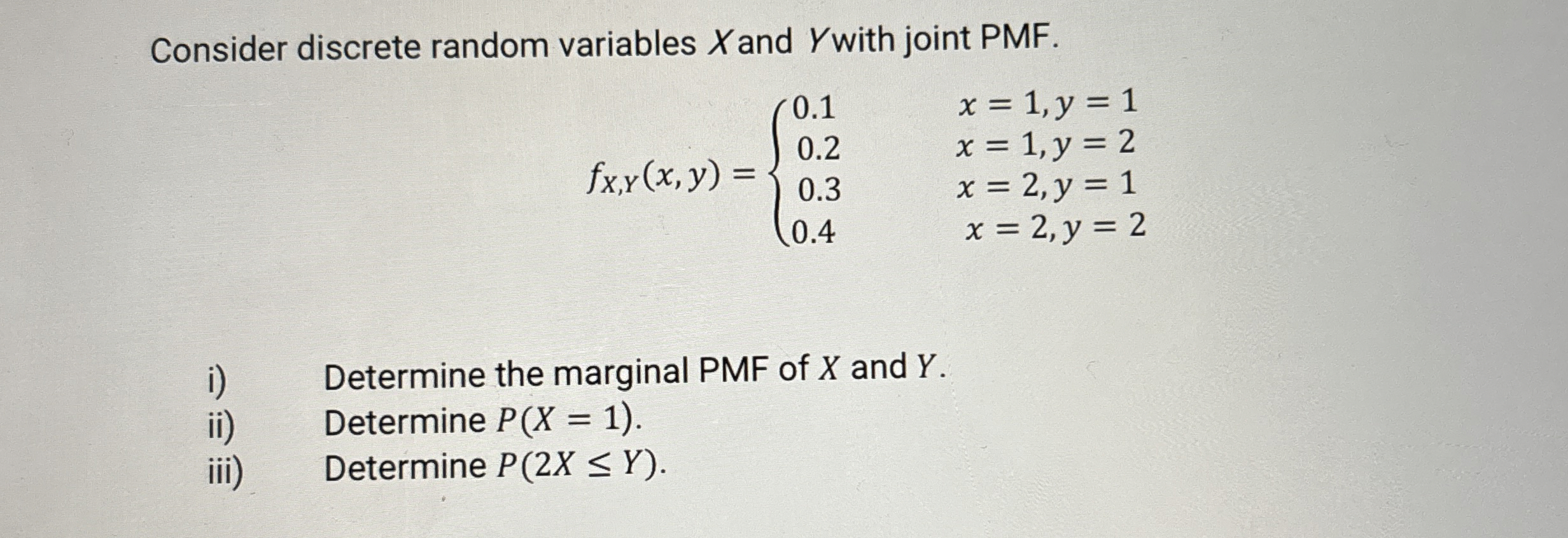 Consider discrete random variables x ﻿and Y ﻿with | Chegg.com