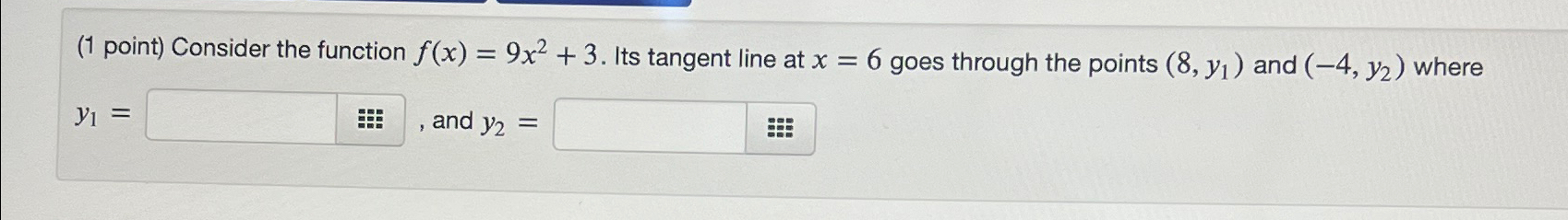 Solved (1 ﻿point) ﻿Consider the function f(x)=9x2+3. ﻿Its | Chegg.com
