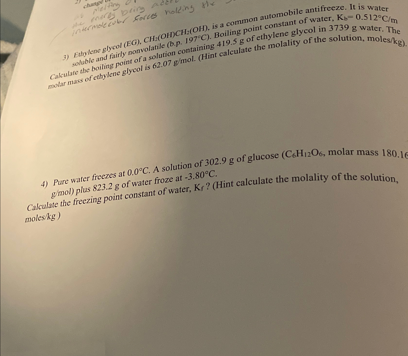 Solved Ethylene glycol (EG),CH2(OH)CH2(OH), ﻿is a common | Chegg.com