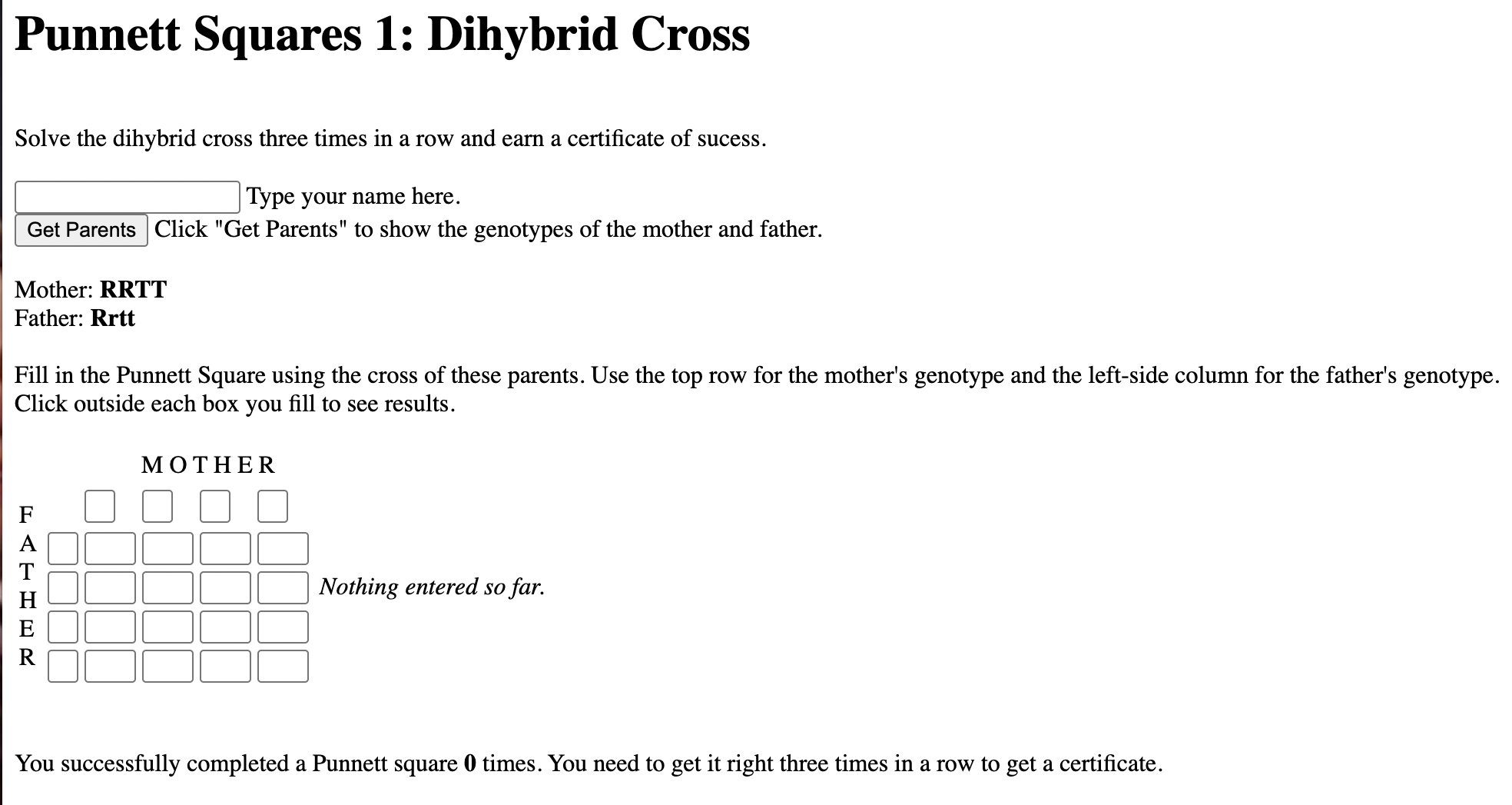Solved Punnett Squares 1: Dihybrid Cross Solve the dihybrid | Chegg.com
