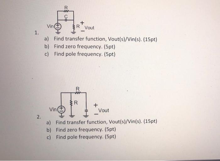 Solved a) Find transfer function, Vout(s)/Vin(s). (15pt) b) | Chegg.com