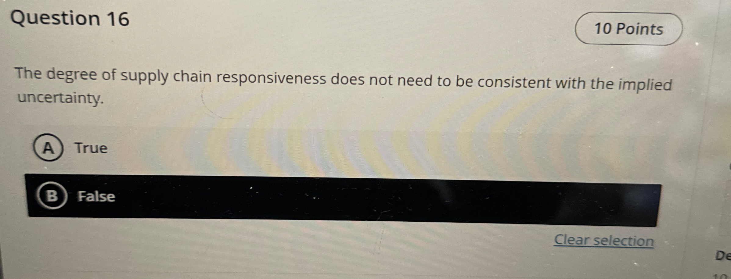 Solved Question 16The degree of supply chain responsiveness | Chegg.com