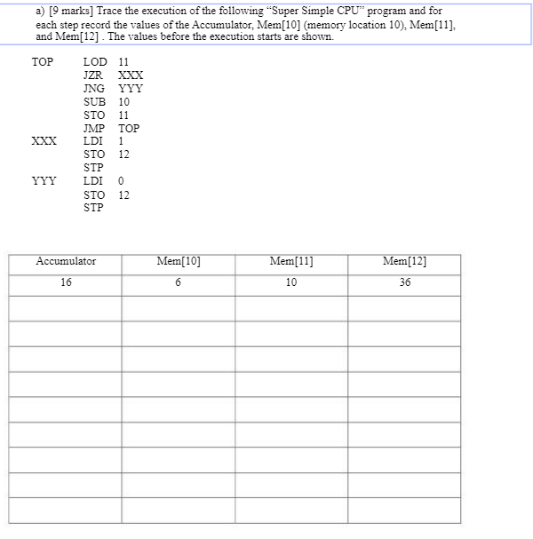 Solved a) [9 ﻿marks] ﻿Trace the execution of the following | Chegg.com
