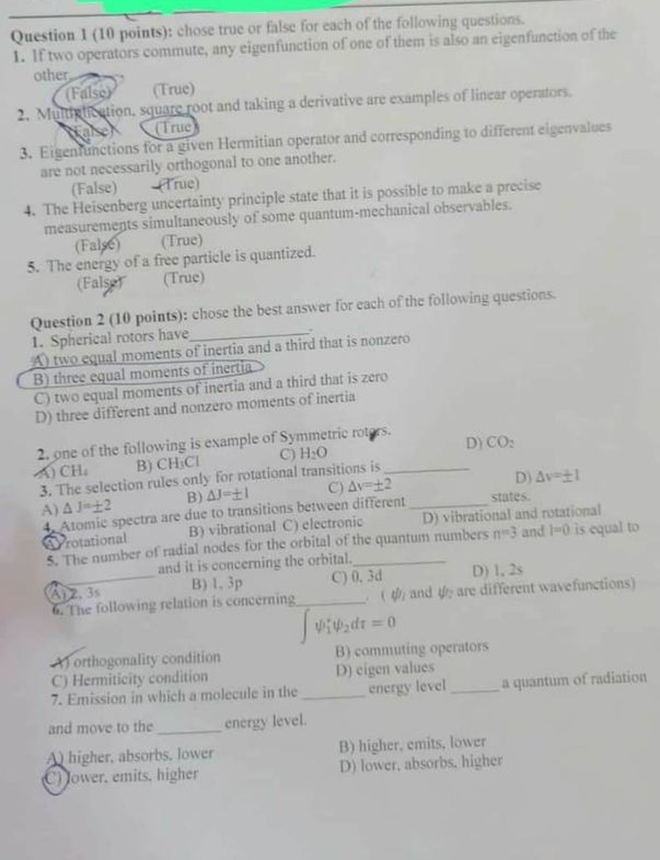 Solved Question 1 (10 ﻿points): chose true or false for each | Chegg.com