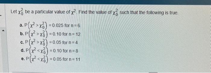 Solved Let χ02 be a particular value of χ2. Find the value | Chegg.com