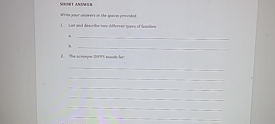 Solved SHORT ANSWERWrite your answers in the spaces | Chegg.com