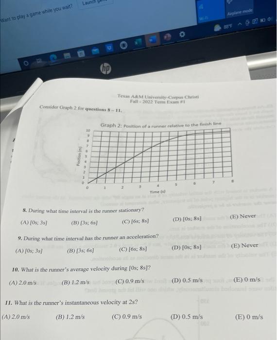 Solved 8. During what time interval is the runner | Chegg.com