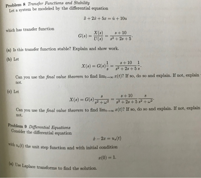 Solved Problem 8 Transfer Functions and Stability Let a | Chegg.com