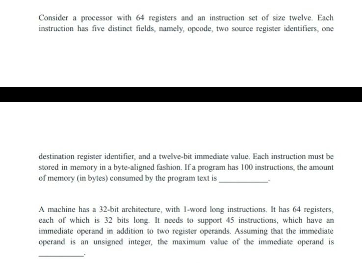Solved Consider a processor with 64 registers and an | Chegg.com