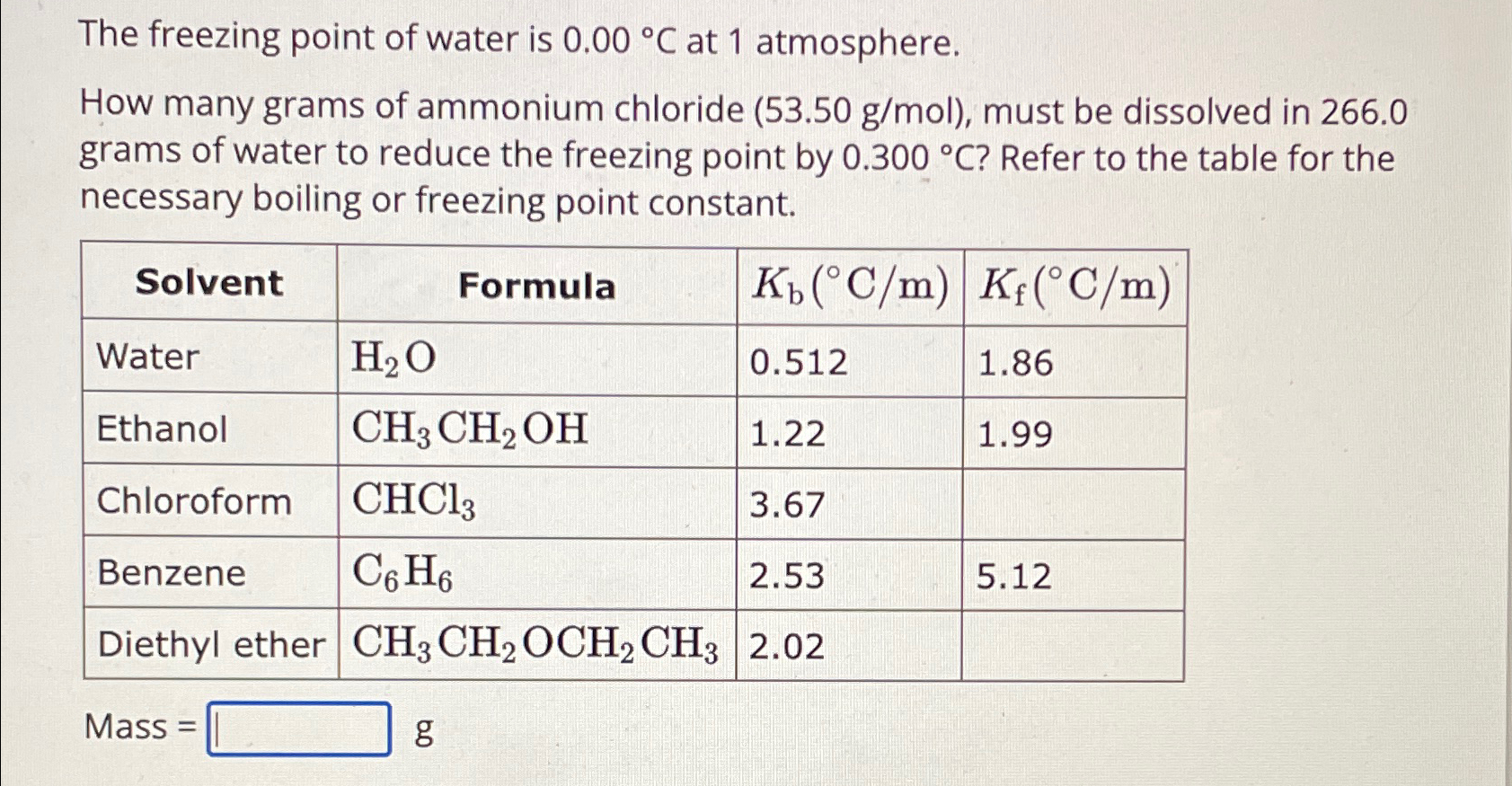 Solved The freezing point of water is 0.00°C ﻿at 1 | Chegg.com