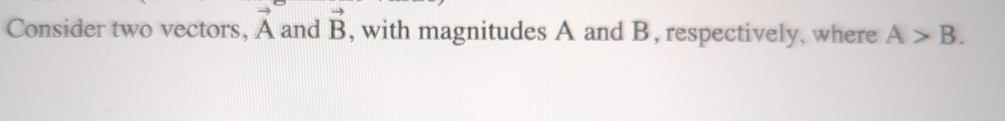 Solved Consider two vectors, vec(A) ﻿and vec(B), ﻿with | Chegg.com