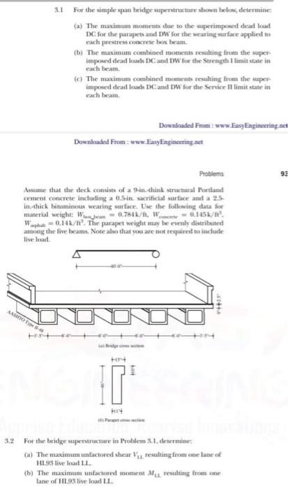 Solved For the simple span bridge superstructure shown | Chegg.com