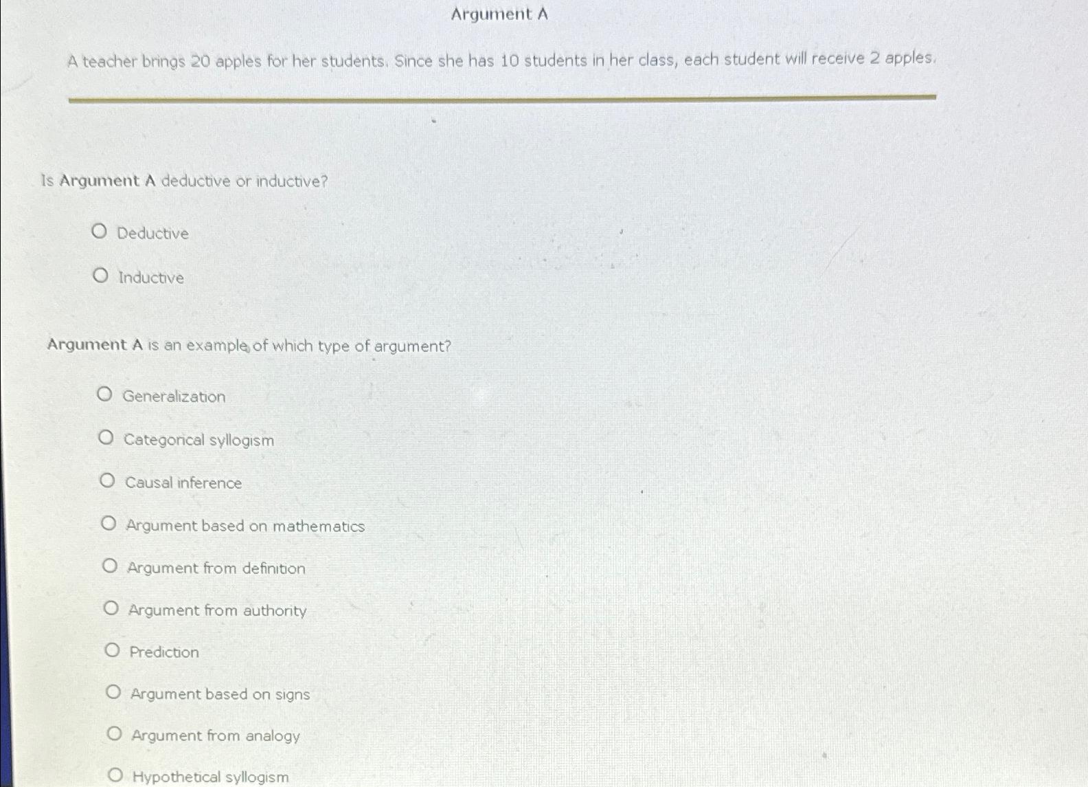 solved-argument-aa-teacher-brings-20-apples-for-her-chegg