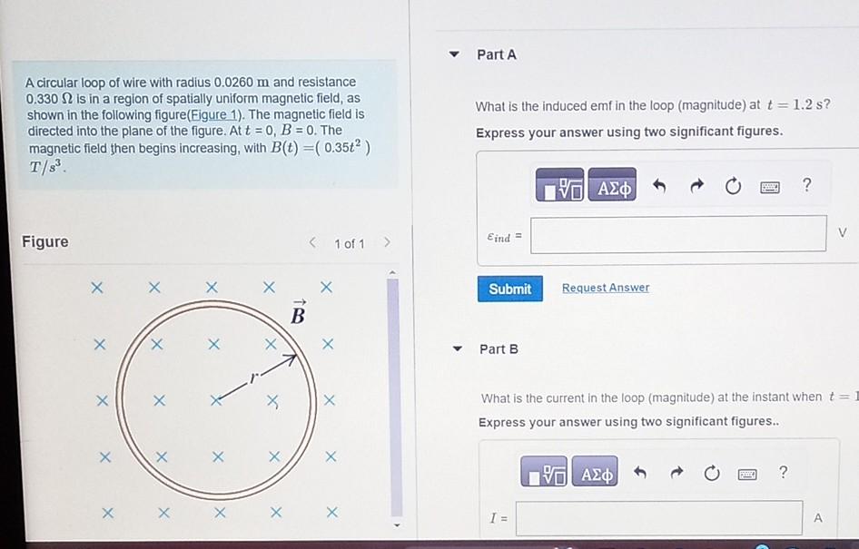 Solved A circular loop of wire with radius 0.0260 m and | Chegg.com
