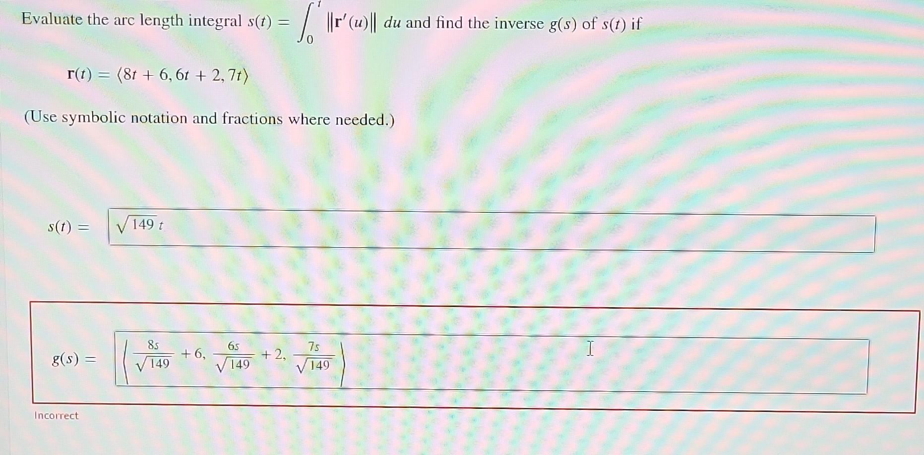 Solved Evaluate the arc length integral s(t)=∫0t∥r′(u)∥du | Chegg.com