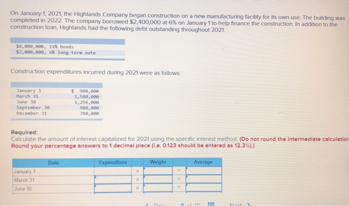 Solved On January 1, 2021, the Highlands Company began | Chegg.com