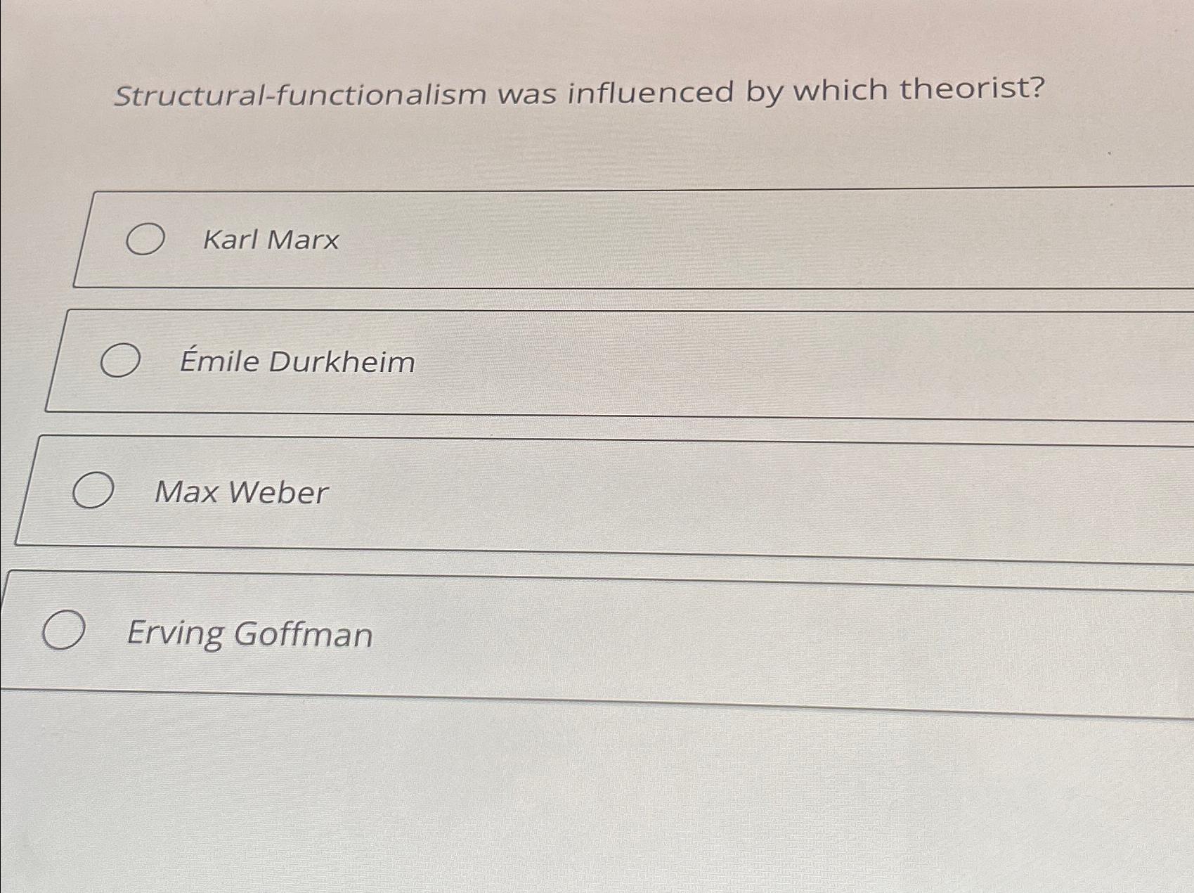 Solved Structural-functionalism was influenced by which | Chegg.com