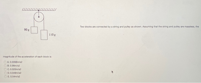 Solved Two blocks are connected by a string and pulley as | Chegg.com