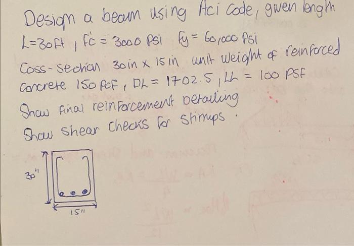 Solved Design a singly reinforced concrete rectangular beam | Chegg.com