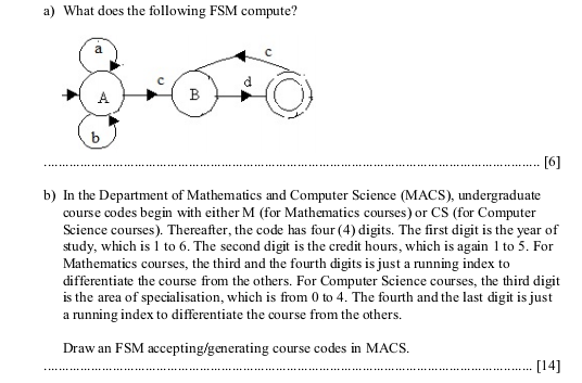 Solved a) What does the following FSM compute? b) In the | Chegg.com