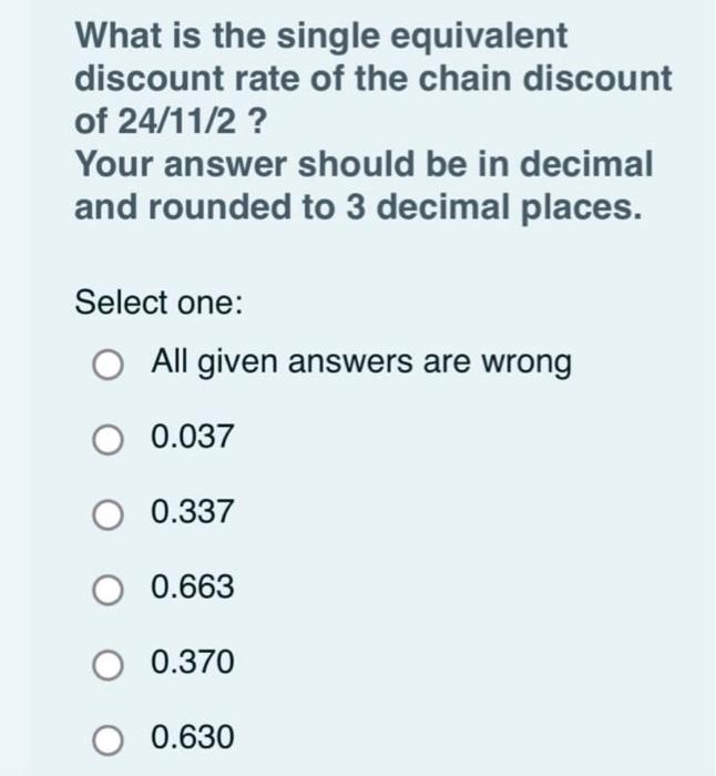 Solved What is the single equivalent discount rate of the | Chegg.com