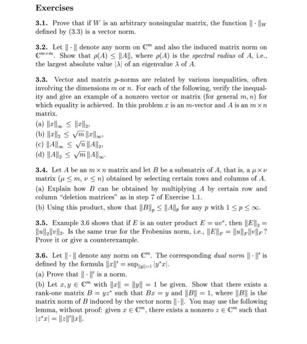 Solved 3.1. Prove that if W is an arbitrary nonsingular | Chegg.com