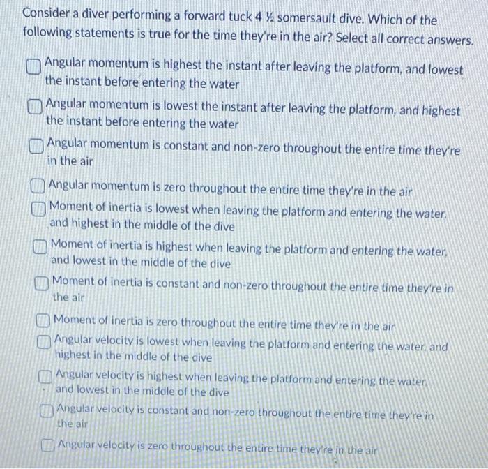 Solved Consider a diver performing a forward tuck 41/2 | Chegg.com