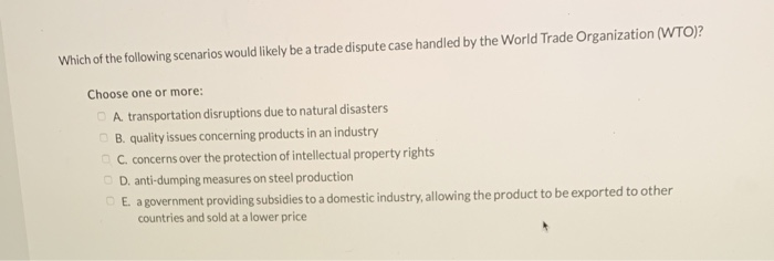 Solved Which of the following scenarios would likely be a | Chegg.com