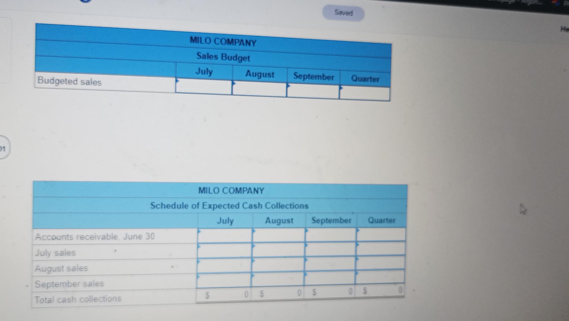 Solved Help Save & Exit Subm 1 Milo Company manufactures | Chegg.com
