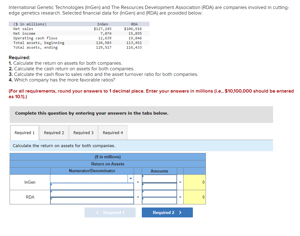 Calculate the cash return on assets for both | Chegg.com